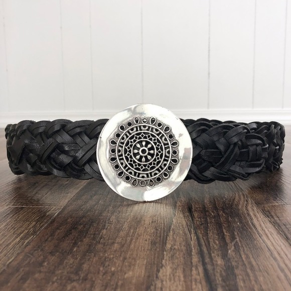 Chico's | Accessories | Chicos Braided Wide Leather Belt With Large ...